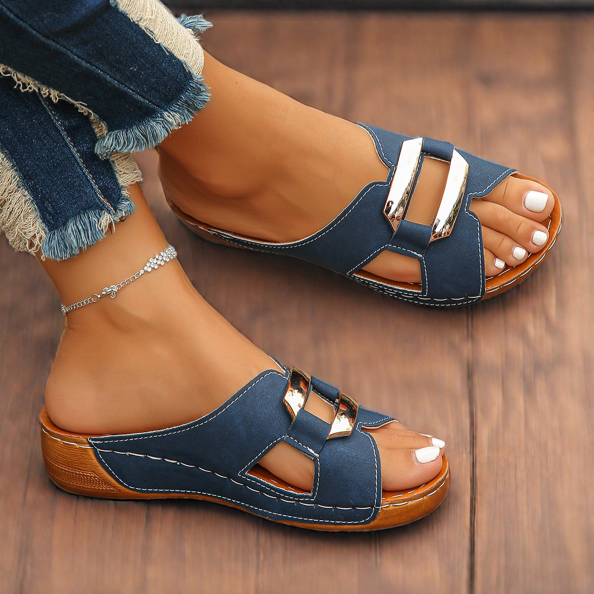 Capri Buckle Slide Sandals – Charles & Nancy